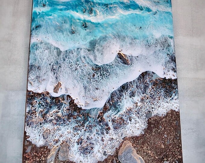 Original Epoxy Resin Seascape, Relief Art, 3D Sculptural Ocean Painting ...