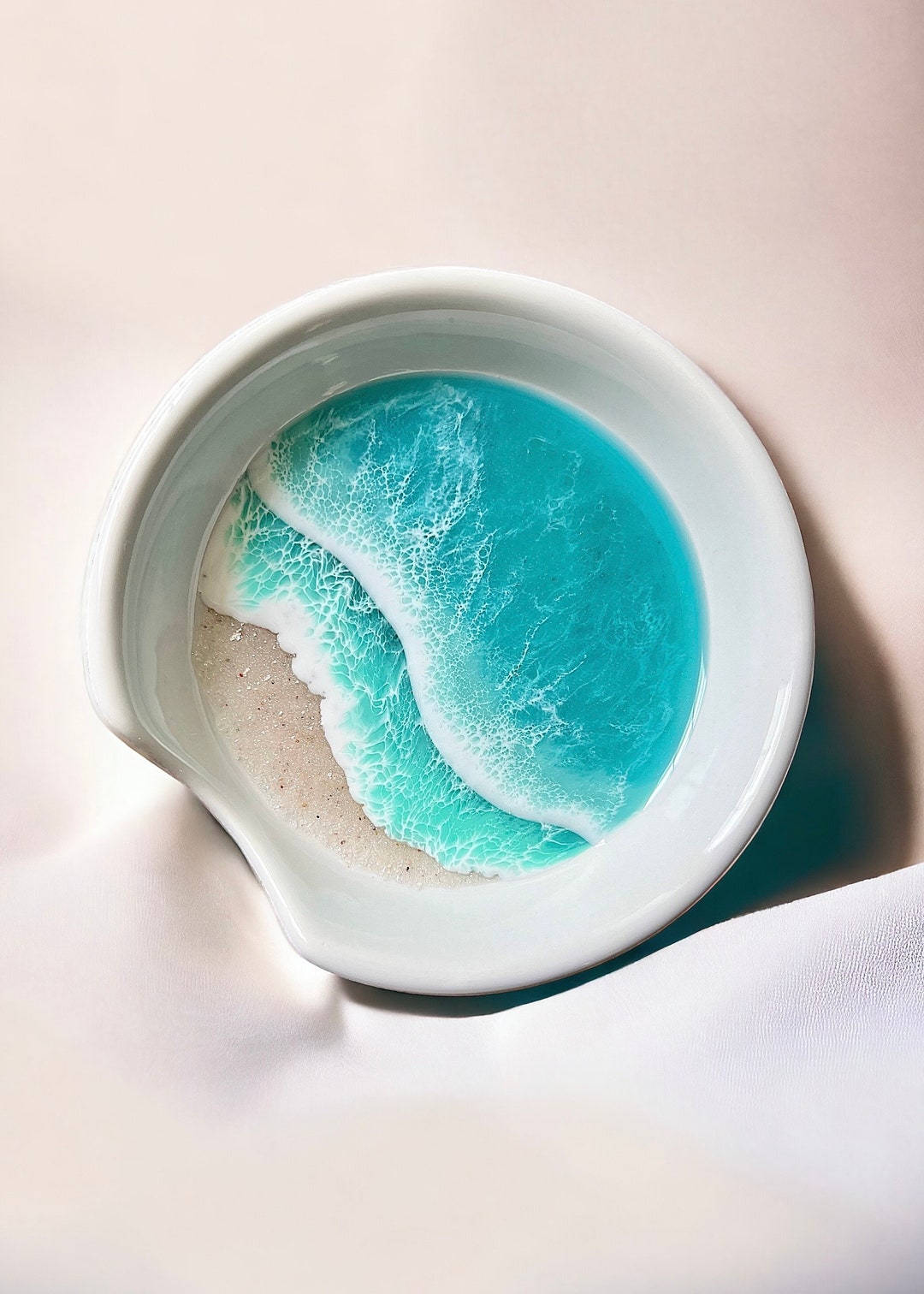 Porcelain & Epoxy Resin Spoon Rest, Ocean Spoon Rest, Original Resin ...