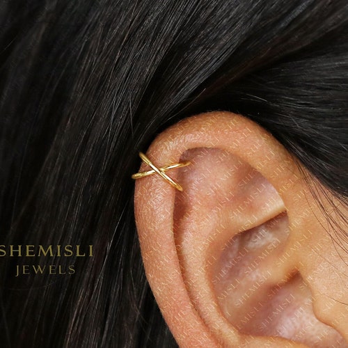 Tiny Thin Criss Cross Helix Cuff Upper Ear Cuff Earring No - Etsy