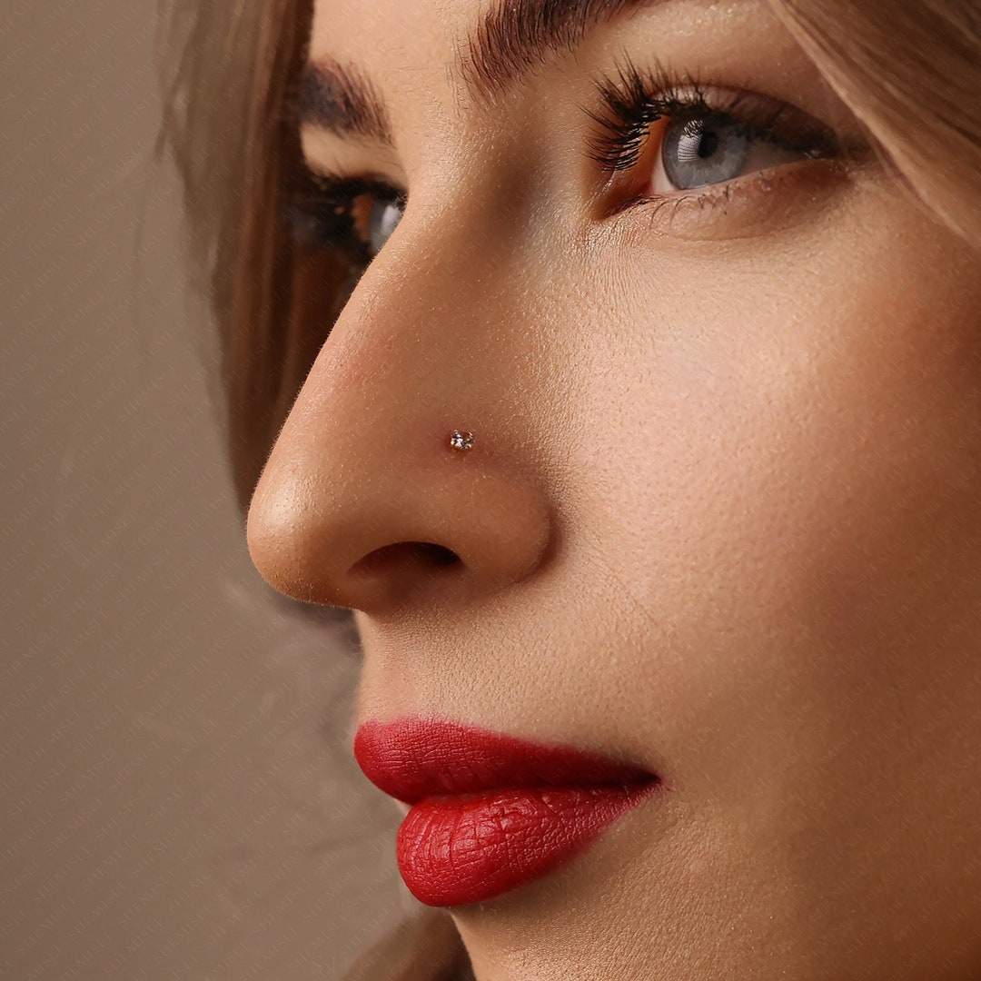 Tiny Alexandrite Lavender Threadless Flat Back Nose Stud, June ...