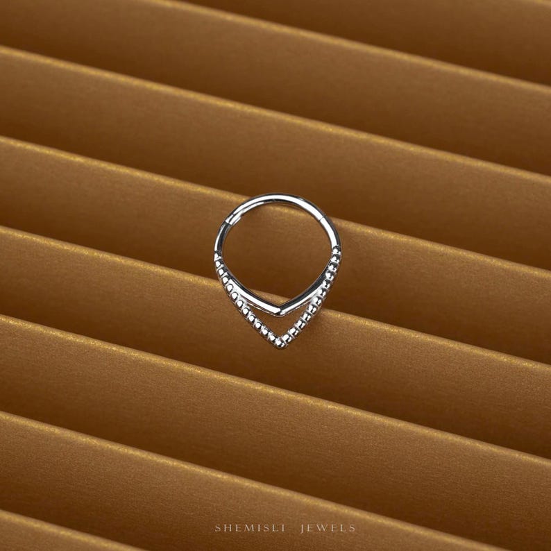 2-layered Teardrop Nose Ring, Septum Hoop, Minimalist Style, A-SH700 ...
