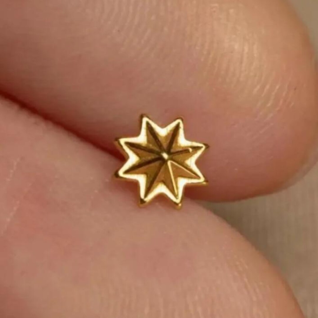 8 Point Star Stud, Threadless Flat Back Earring, Minimalist Style, A ...