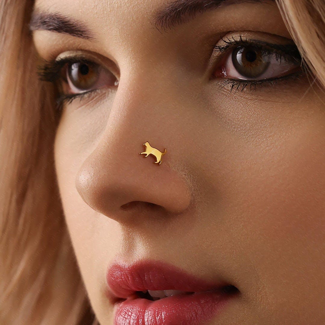 Tiny Walking Cat Threadless Flat Back Nose Stud, 20,18,16ga, 5-10mm ...