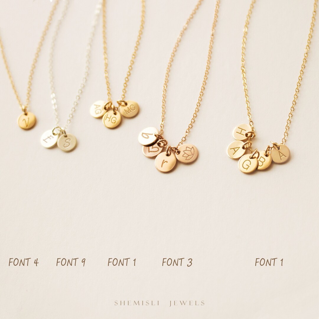 Custom Tiny Disc Necklace With Family Initials, Personalized Tiny Disk ...