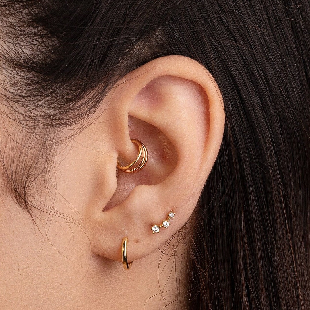 Split Triple Daith Hoop Ring Earring, 18, 16ga, 8, 10mm, Unisex, G23 ...