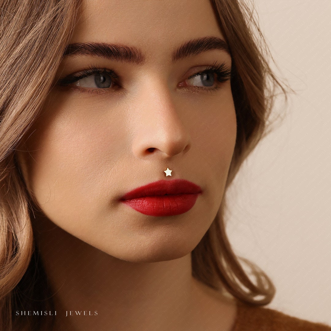 Tiny Star Threadless Flat Back Lip Labret Stud, 18,16ga, 6-10mm, Unisex ...