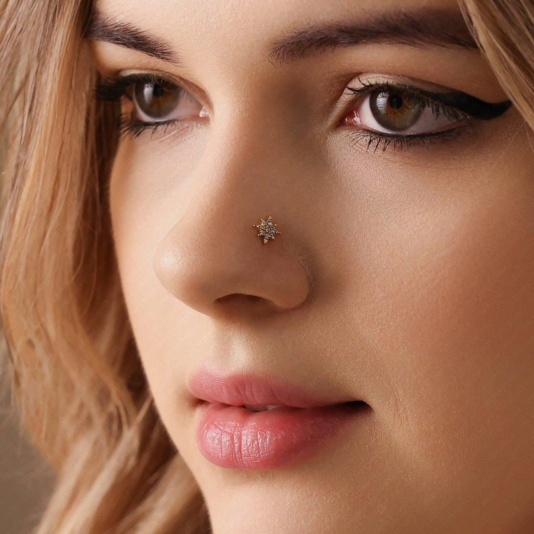 Tiny Star Threadless Flat Back Nose Stud, 20,18,16ga, 5-10mm Unisex ...