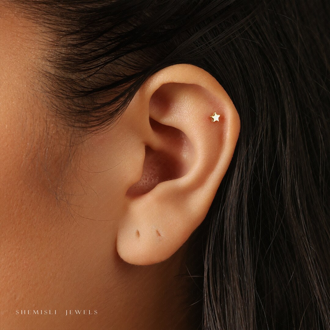 Super Tiny Cute Star Threadless Flat Back Earrings, 20,18,16ga, 5-10mm ...