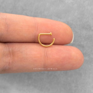 Open D Shape Nose Ring, Flat End Round Nostril Hoop, 20ga or 18ga, 8 or ...