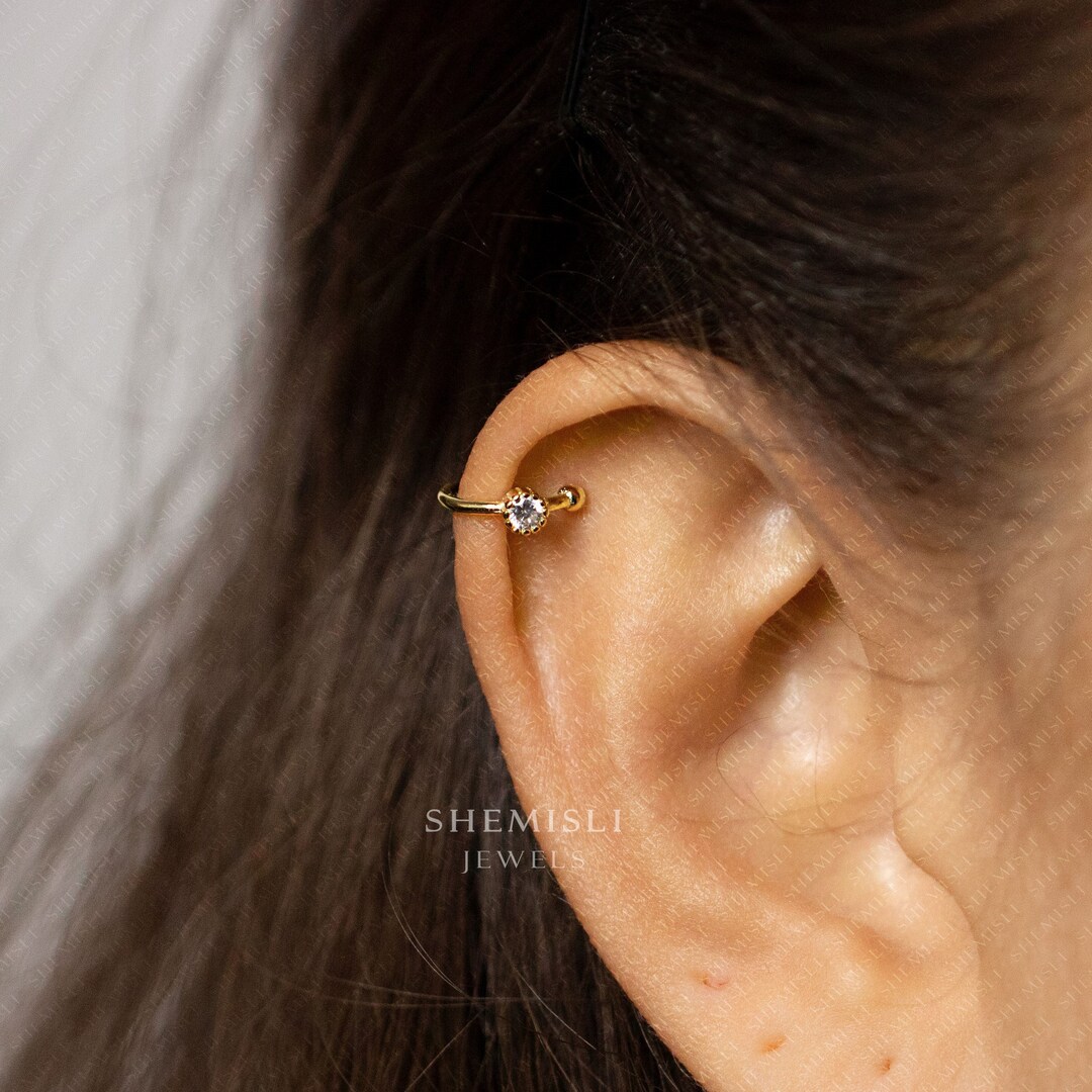 CZ Stone Ear Cuff, Earring No Piercing is Needed, Gold, Silver SHEMISLI ...