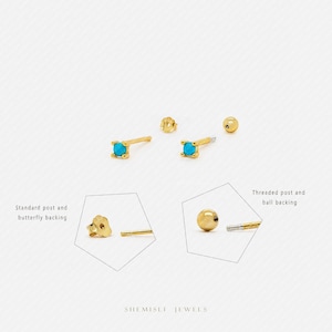 Turquoise Stud, Butterfly End or Screw Ball End Earring, Minimalist ...