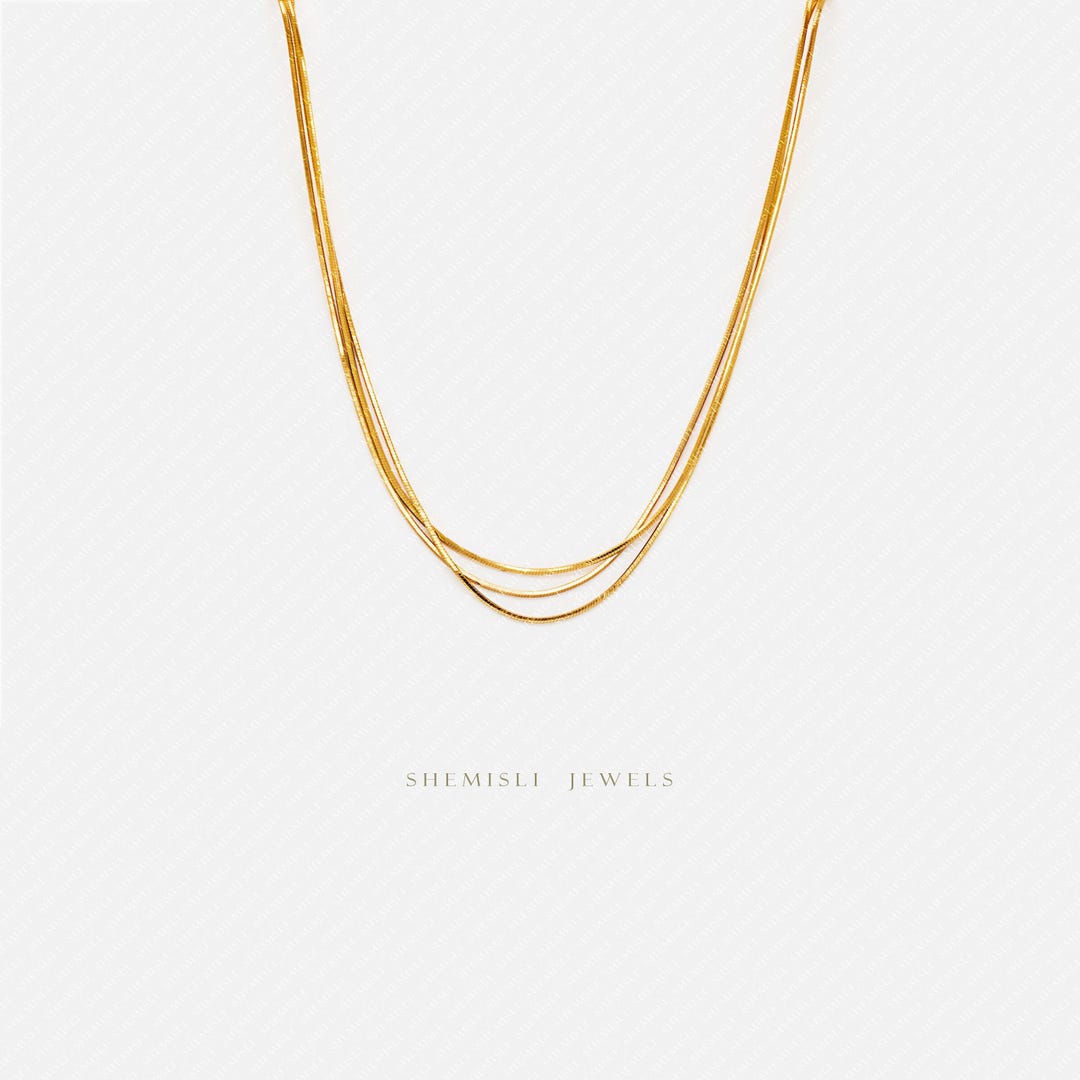 Triple Snake Chain Necklace, Everyday Jewelry, Minimalist Style, A ...