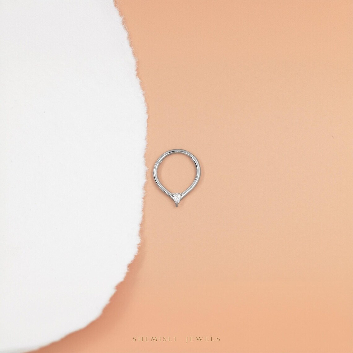 Teardrop Stone Nose Ring, Septum Hoop, Minimalist Style, A-SH214 SH215 ...