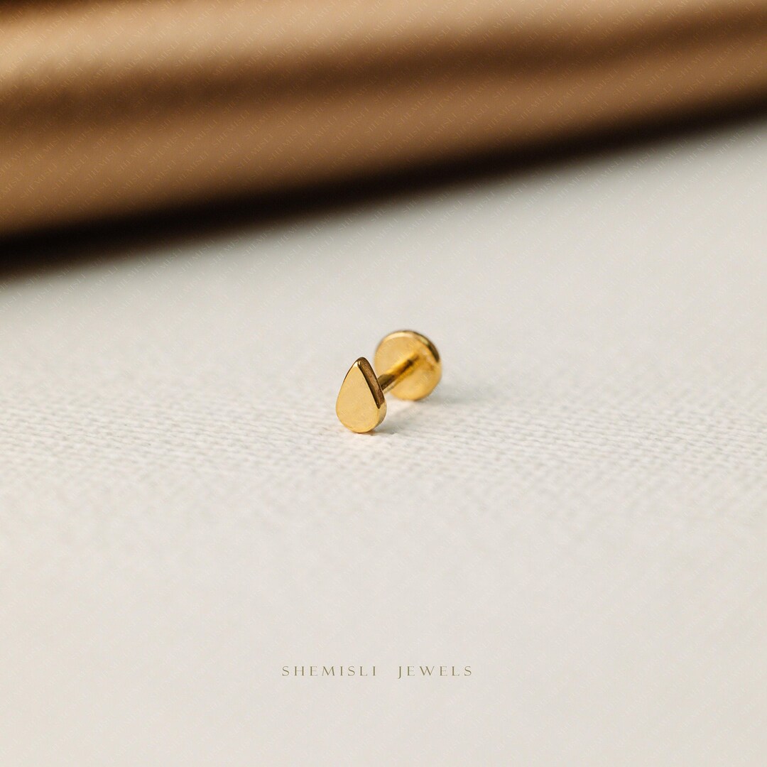 Tiny Teardrop Shape Threadless Flat Back Nose Stud, A-SS724 - Etsy