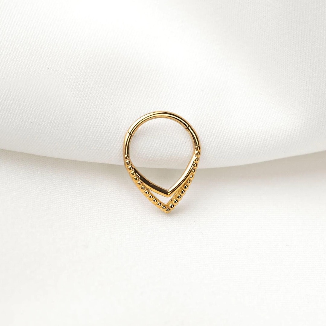 2-layered Teardrop Nose Ring, Septum Hoop, Minimalist Style, A-SH700 ...