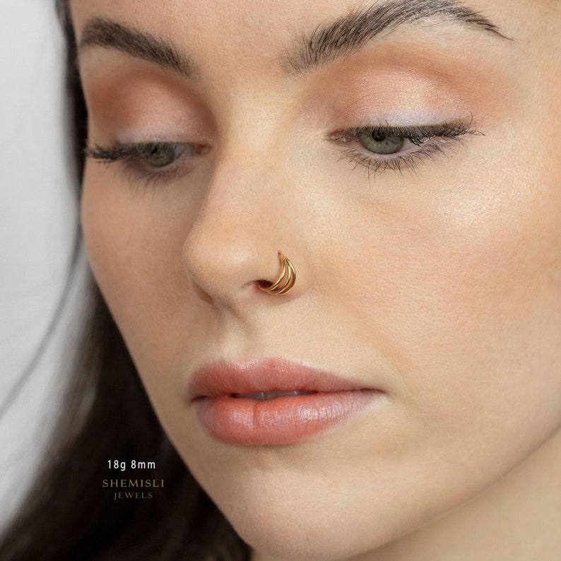 Split Triple Septum Ring Nose Ring Hoop Earring Conch Hoop - Etsy