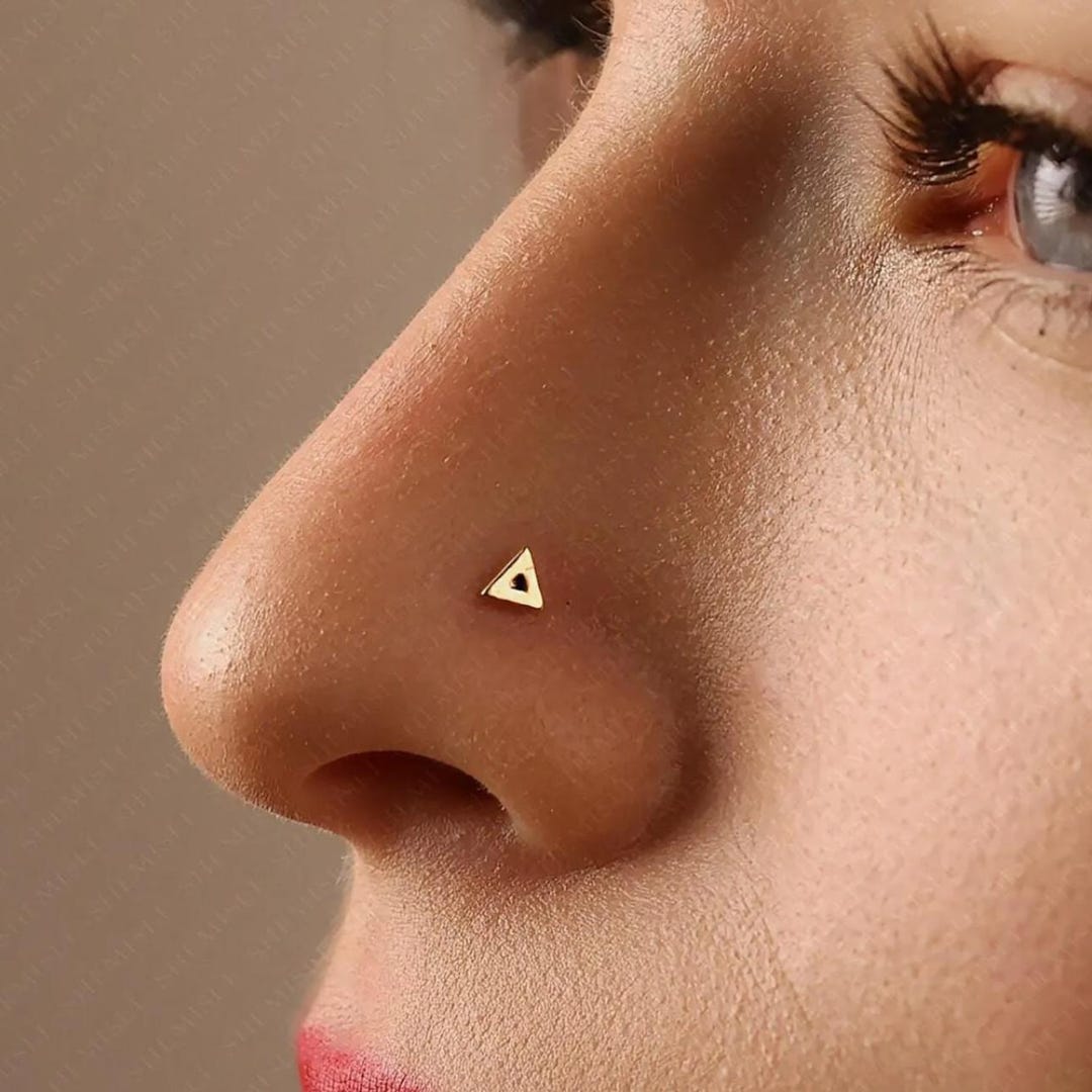 Triangle Nose Stud, Threadless Flat Back, Minimalist Style, A-SS730 - Etsy