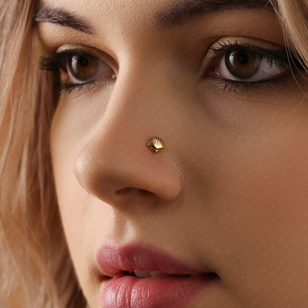 Tiny Fan Shape Shell Threadless Flat Back Nose Stud, A-SS926 - Etsy