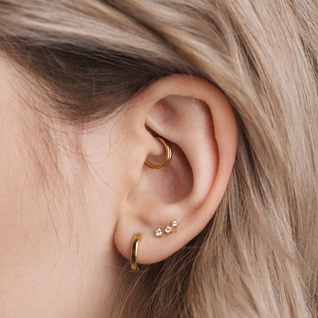 Double Lined Daith Hoop Ring, Hoop Earring, 16ga, 8 or 10mm, Unisex ...