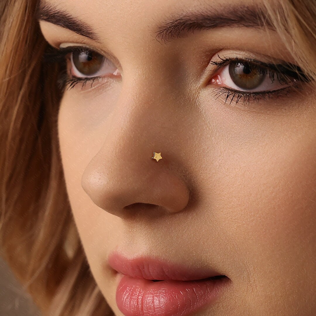 Super Tiny Cute Star Threadless Flat Back Nose Stud, 20,18,16ga, 5-10mm ...