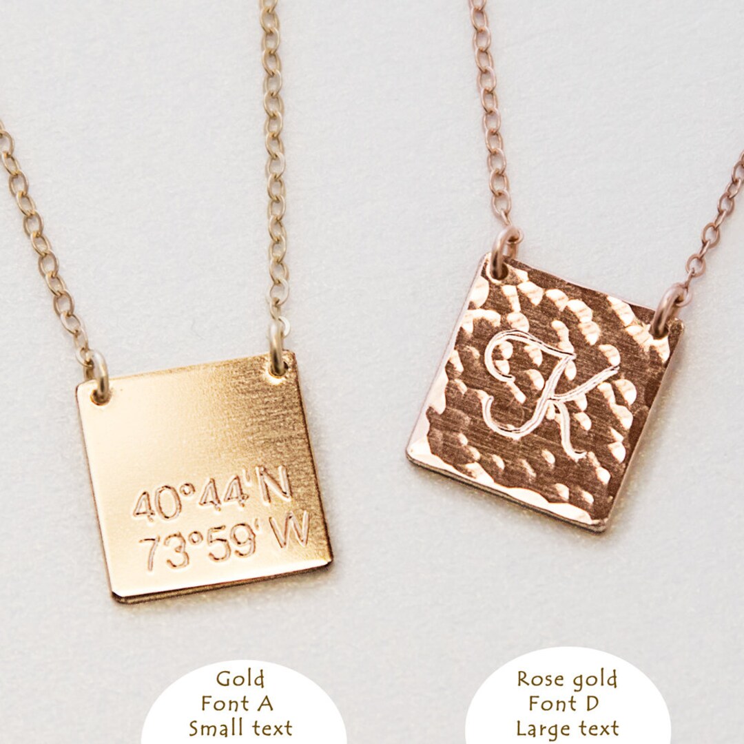 Customized Square Plate Necklace, Personalized Tag, Initial Pendant ...