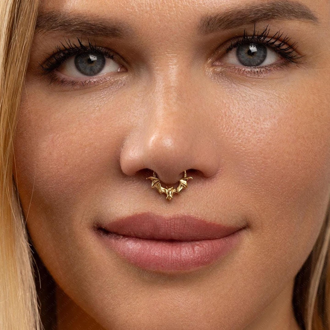 Bat Septum Ring, Nose Ring, Daith Ring, Hinged Clicker Hoop, 16ga 8mm ...