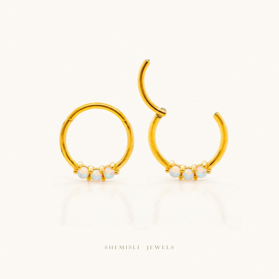 Triple Opal Nose Ring, Septum Hoop, Minimalist Style, A-SH660 SH661 - Etsy