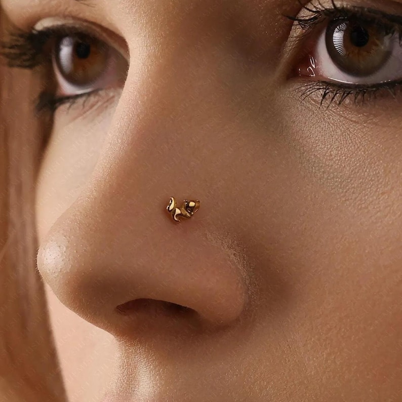 Fox Nose Stud, Threadless Flat Back, Minimalist Style, A-SS982 - Etsy