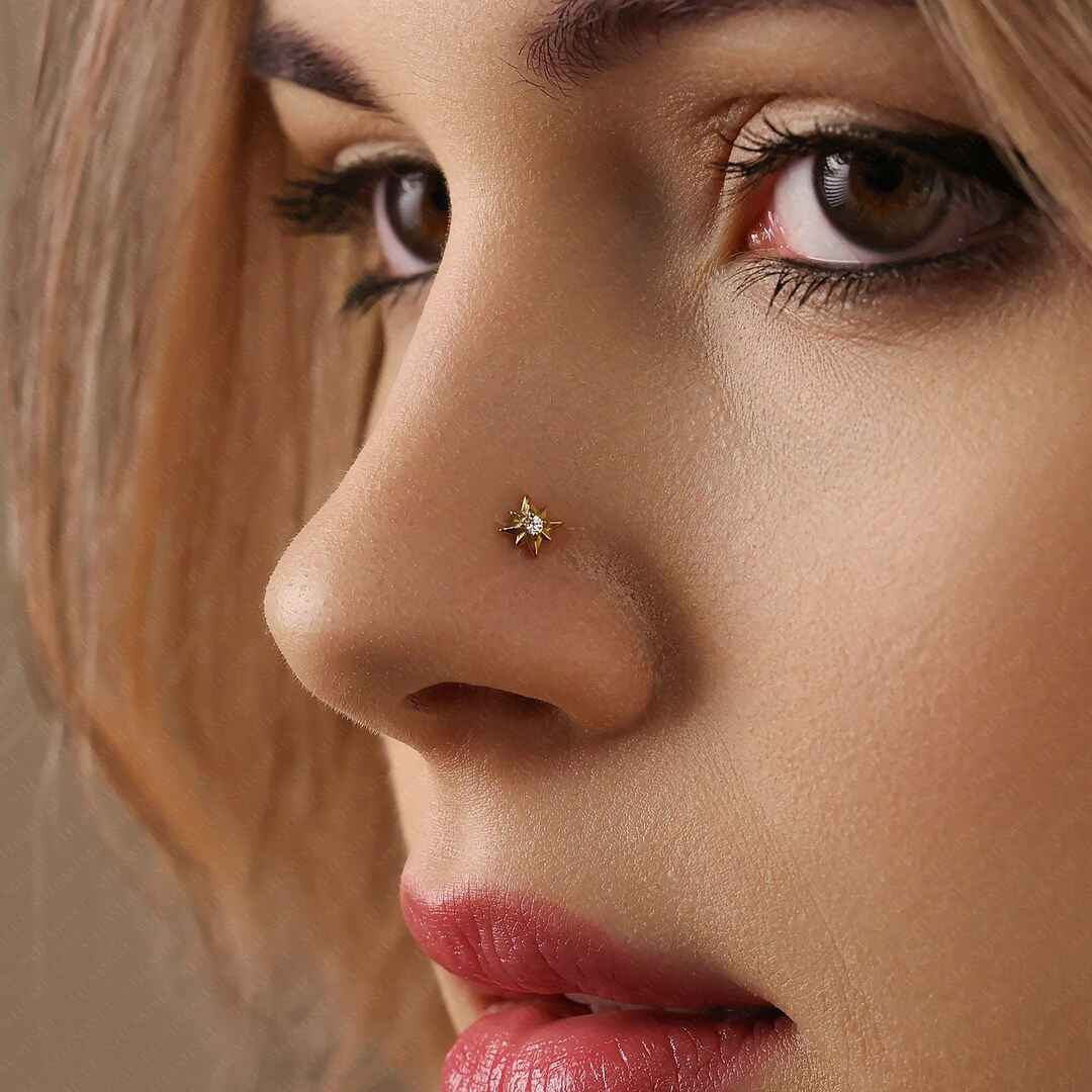 Tiny Star Threadless Flat Back Nose Stud, 20,18,16ga, 5-10mm Unisex ...