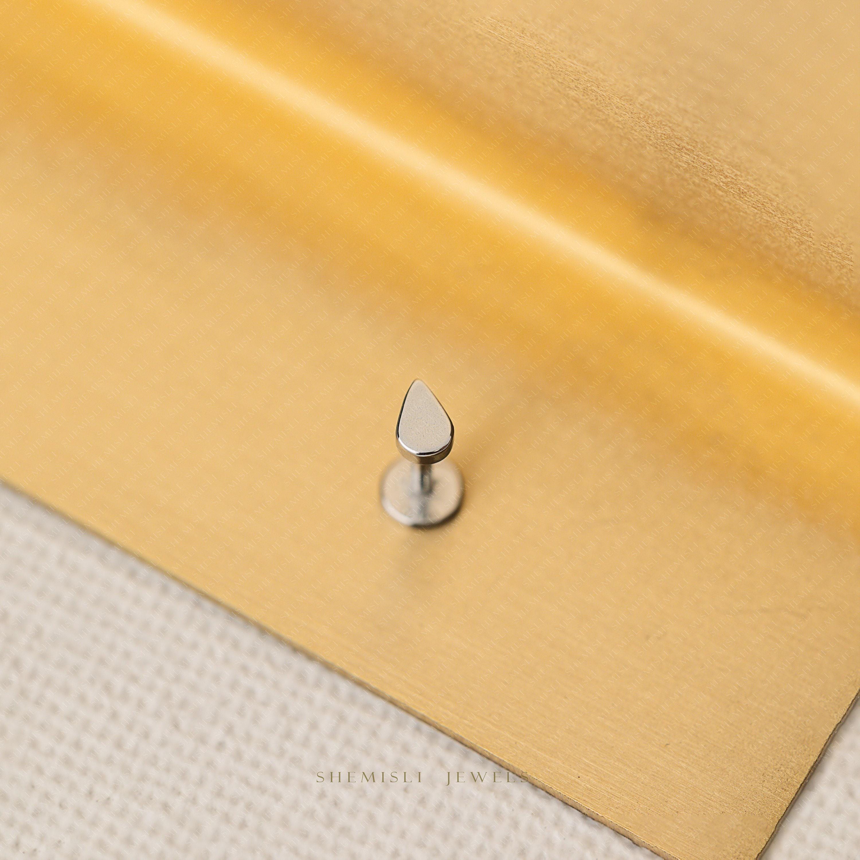 Teardrop Shape Nose Stud, Threadless Flat Back, Minimalist Style, A ...