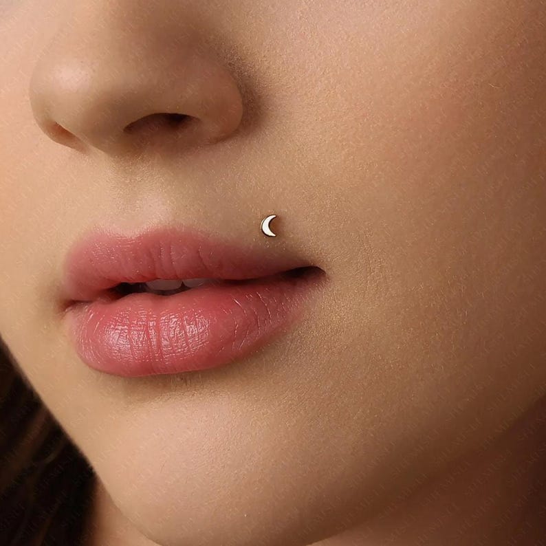 Moon Lip Stud, Threadless Flat Back, Minimalist Style, A-SS904 - Etsy
