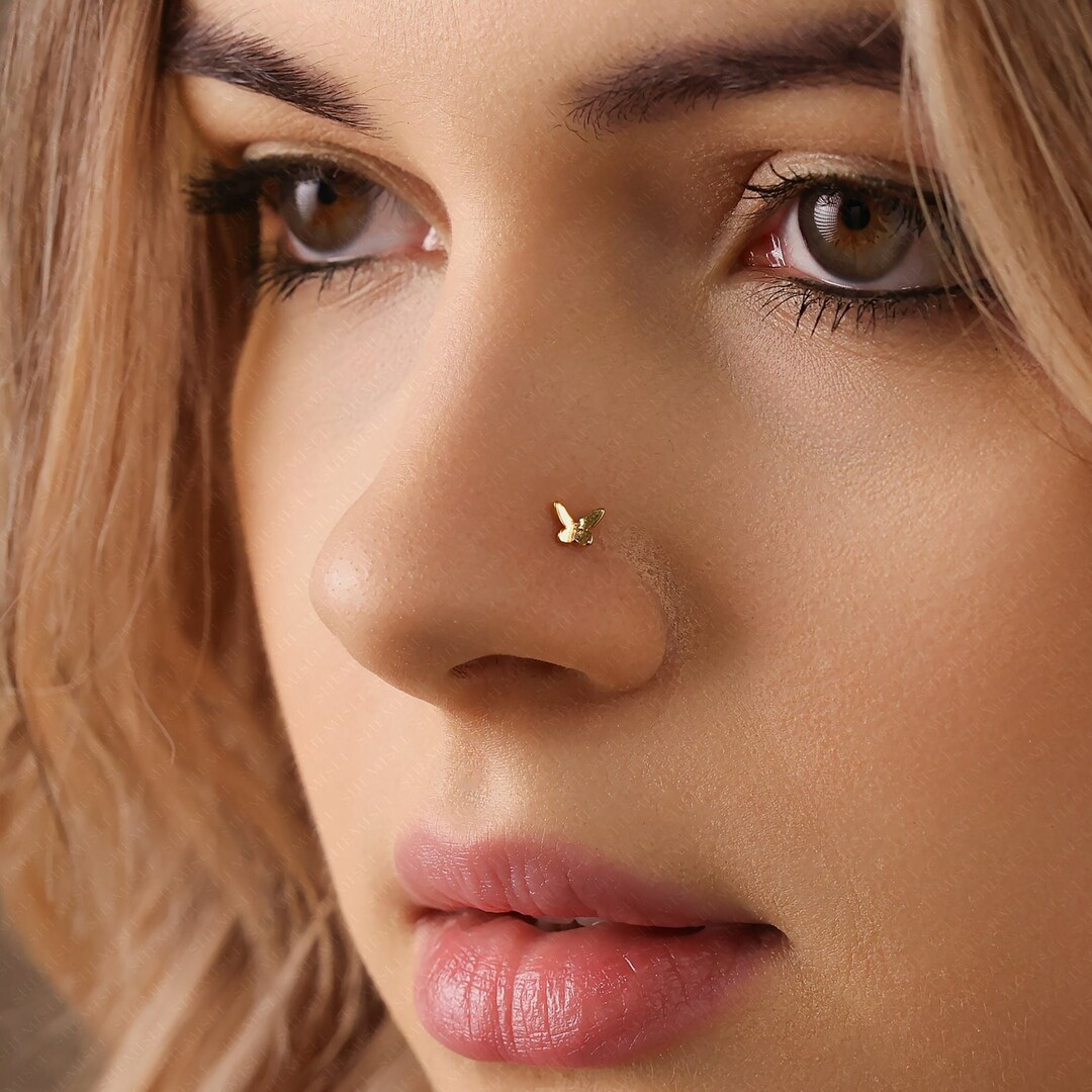 Tiny Butterfly Threadless Flat Back Nose Stud, 20,18,16ga, 5-10mm ...