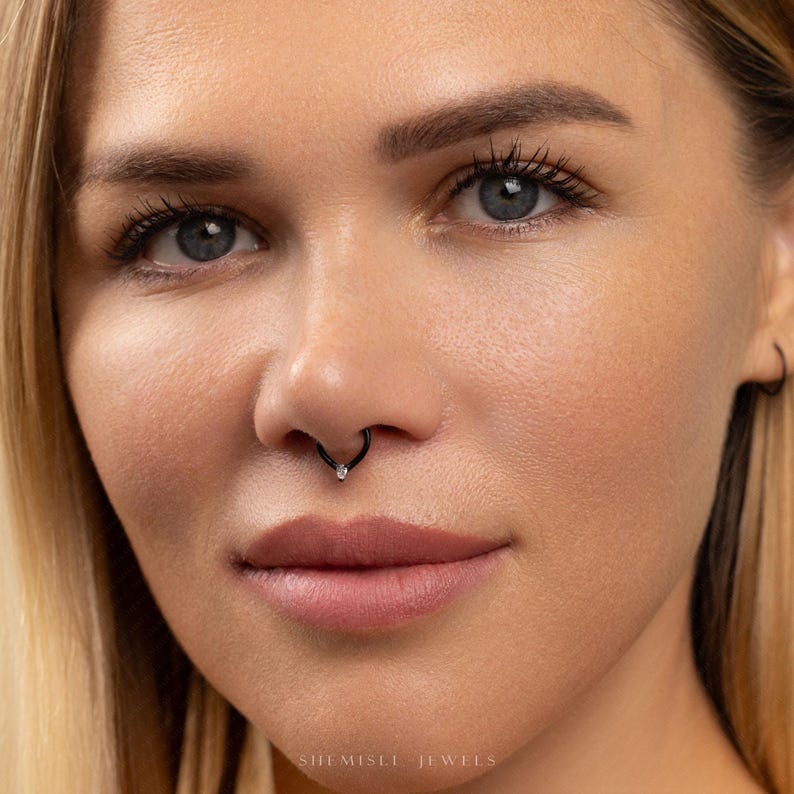 Teardrop Stone Nose Ring, Septum Hoop, Minimalist Style, A-SH214 SH215 ...