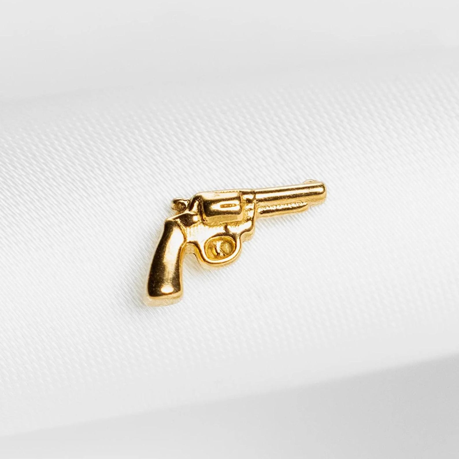Revolver Gun Stud, Threadless Flat Back Earring, Minimalist Style, A ...