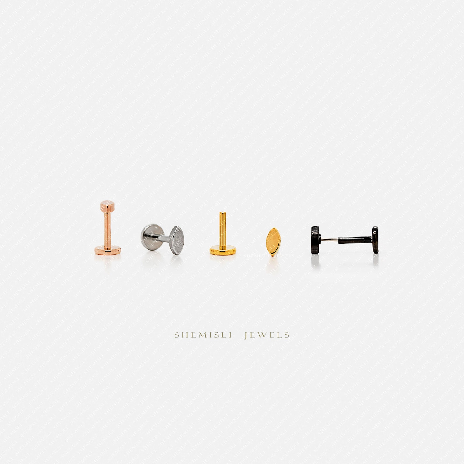 Marquise Shape Lip Stud, Threadless Flat Back, Minimalist Style, A ...