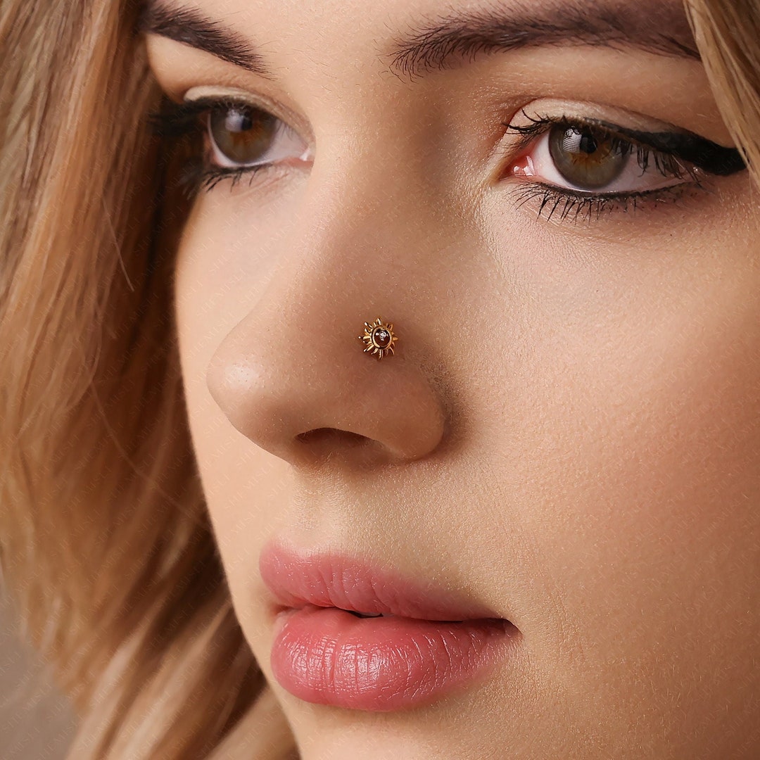 Tiny Sun Threadless Flat Back Nose Stud, 20,18,16ga, 5-10mm Unisex ...