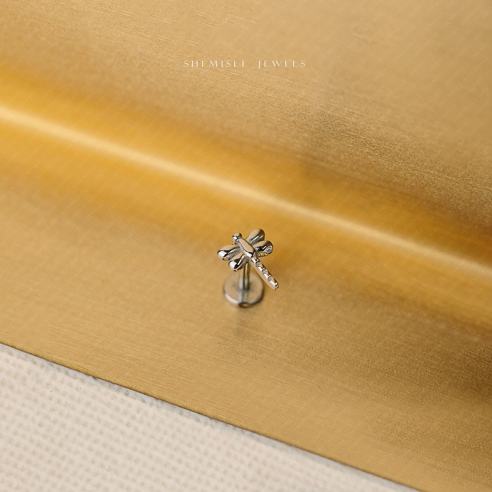 Dragonfly Tragus Stud, Threadless Flat Back Earring, Minimalist Style ...
