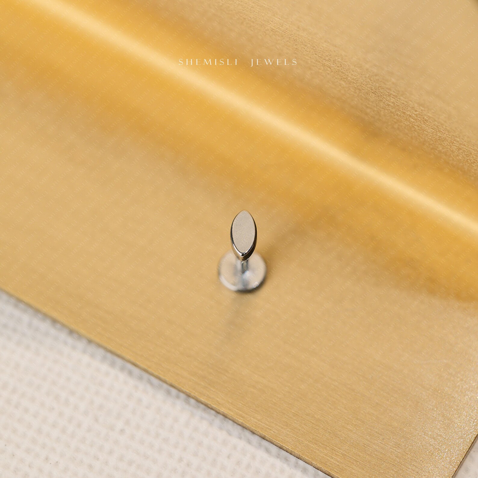 Marquise Shape Lip Stud, Threadless Flat Back, Minimalist Style, A ...