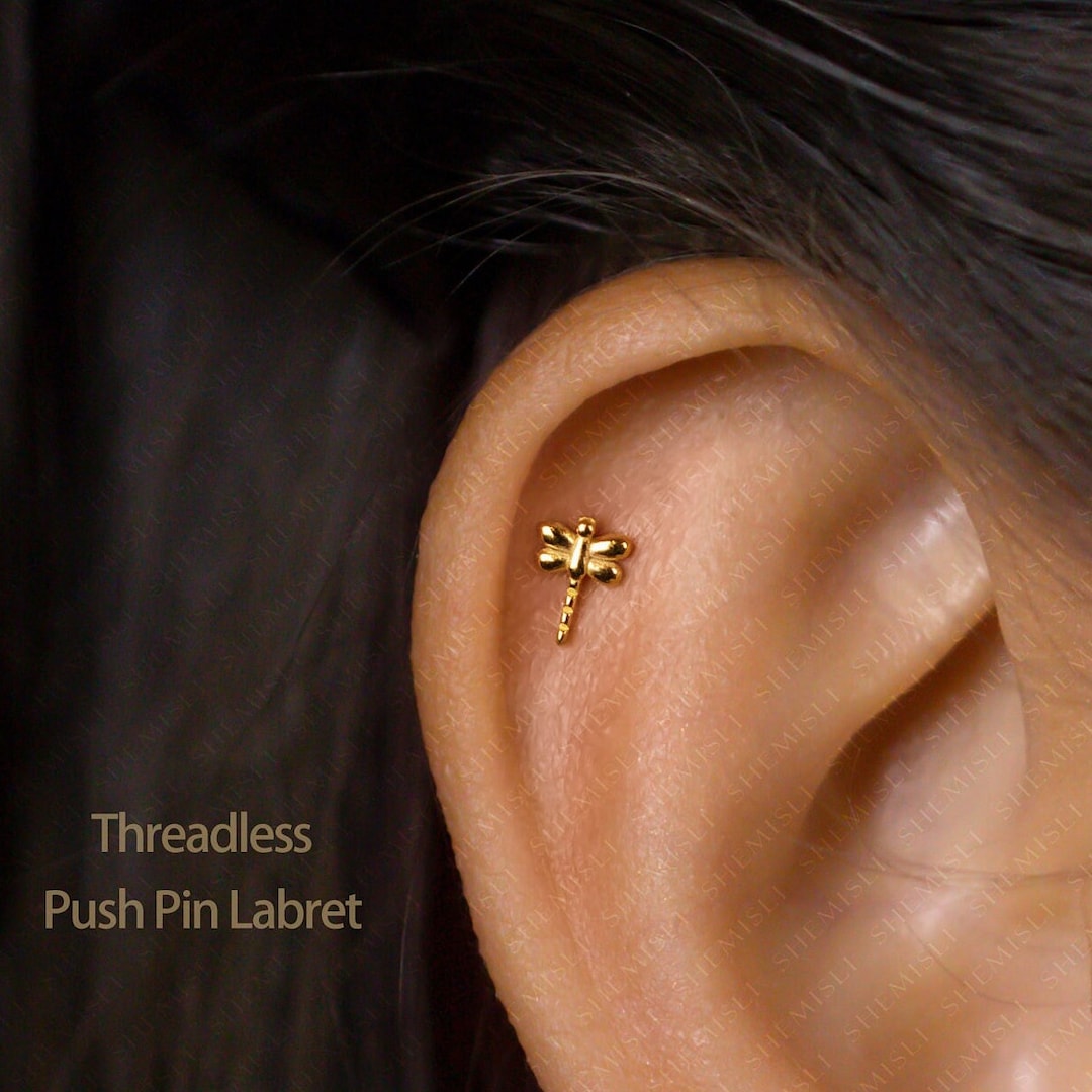 Dainty Dragonfly Threadless Flat Back Earrings, 20,18,16ga, 5-10mm ...