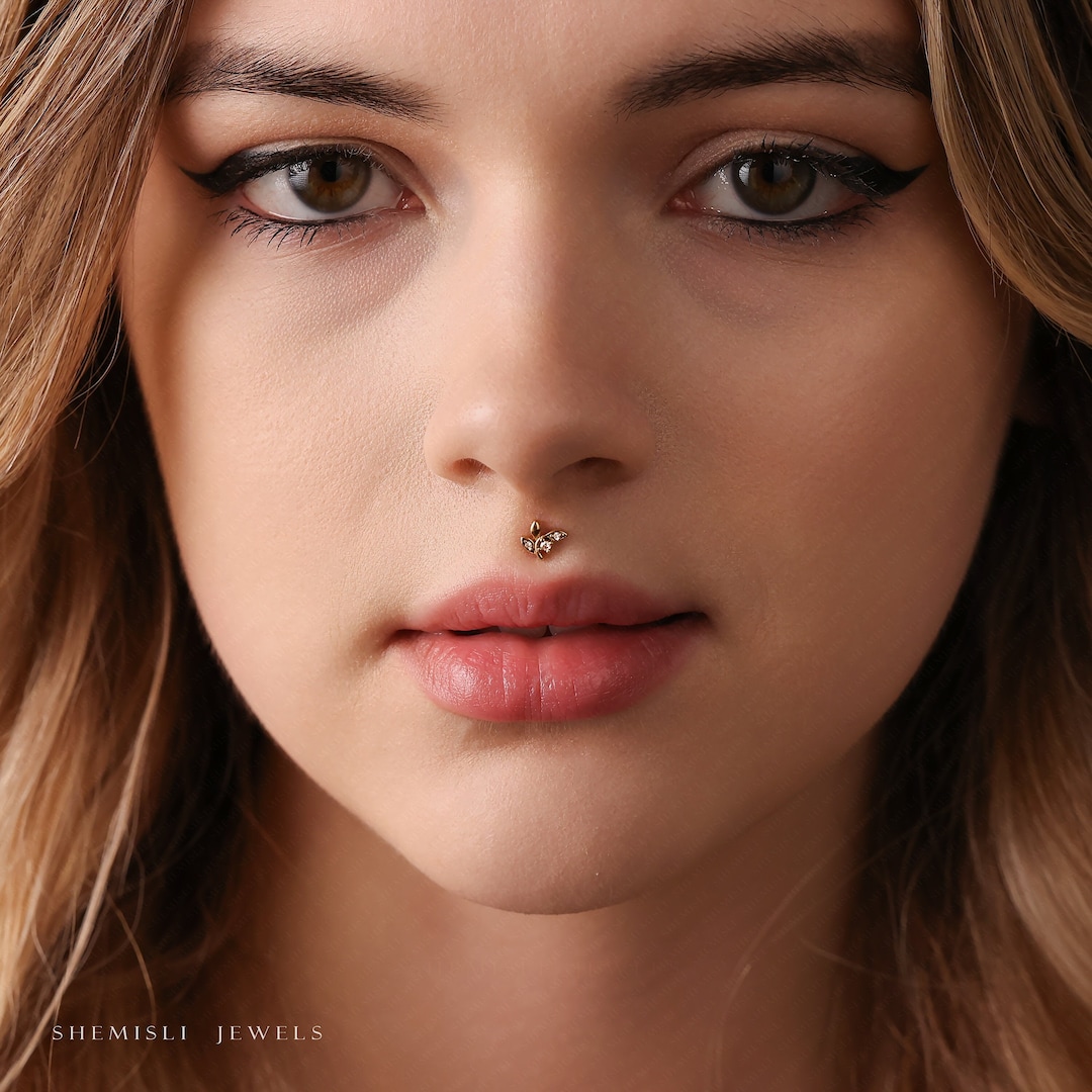 Tiny Leaf Threadless Flat Back Lip Stud, 16ga, 6,7,8,10mm Surgical ...