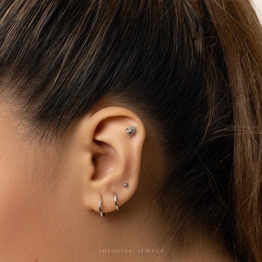 Tiny Turkey Stud Earring, Threadless Flat Back A-SS1016 - Etsy