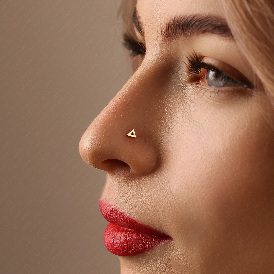 Tiny Triangle Threadless Flat Back Nose Stud, 20,18,16ga, 5-10mm Unisex ...