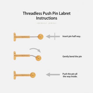 Tiny Dangle Chain Gem Threadless Flat Back Earring, 20,18,16ga, 5-10mm ...