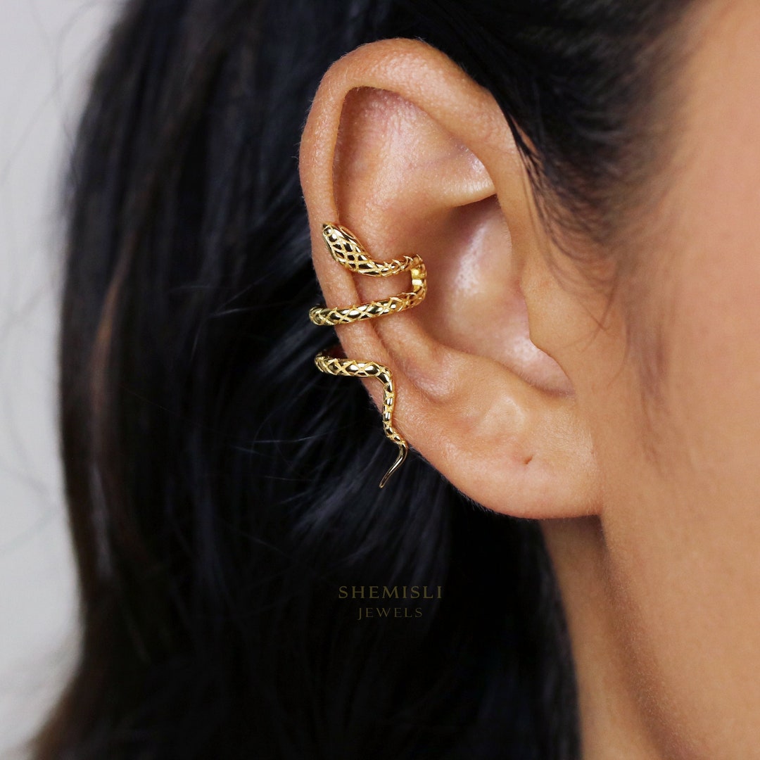 Serpent Ear Conch Cuff Snake Earrings Gold Silver SF046 LR - Etsy