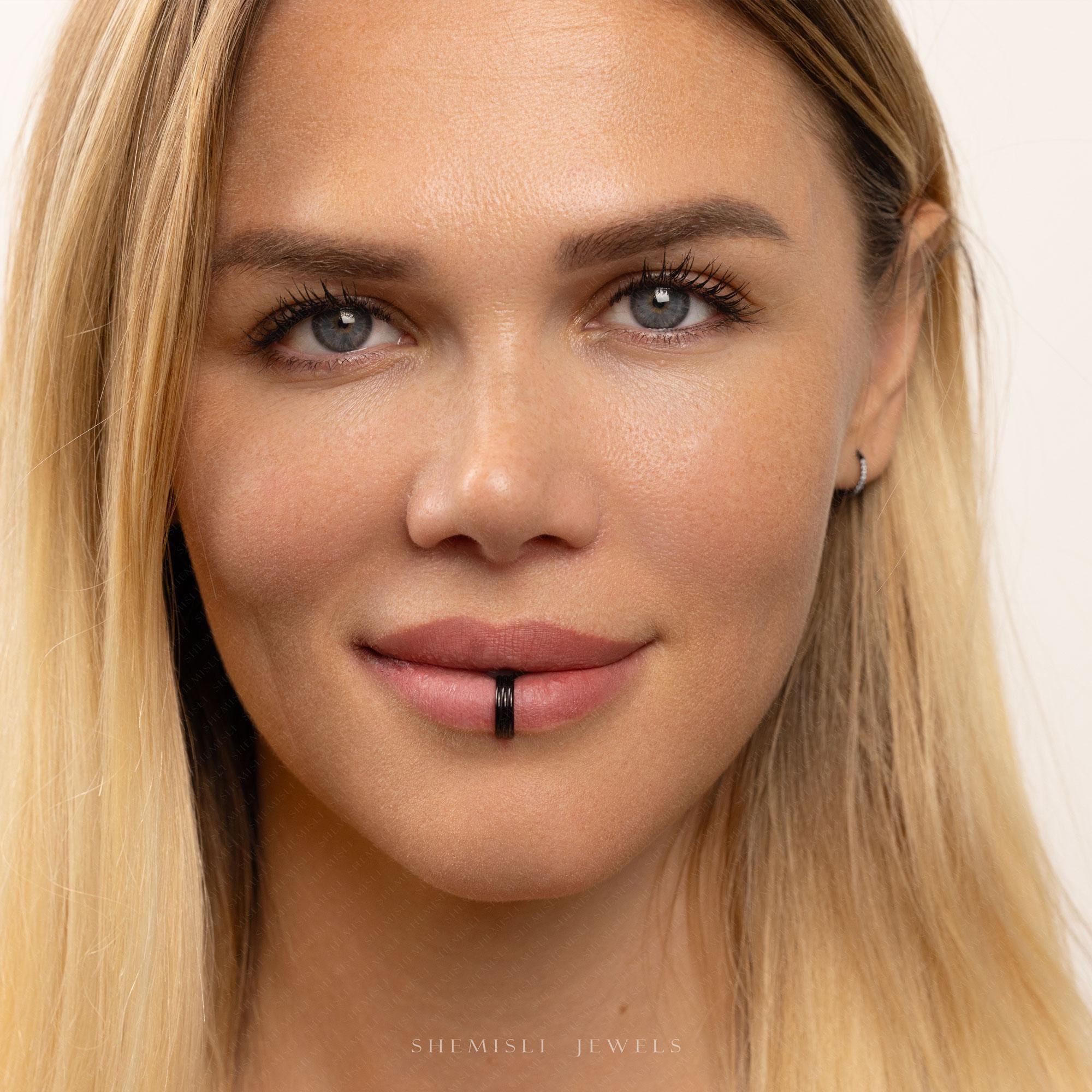 Triple Lined Lip Ring, Labret Ring, Minimalist Style, A-SH408 SH409 - Etsy
