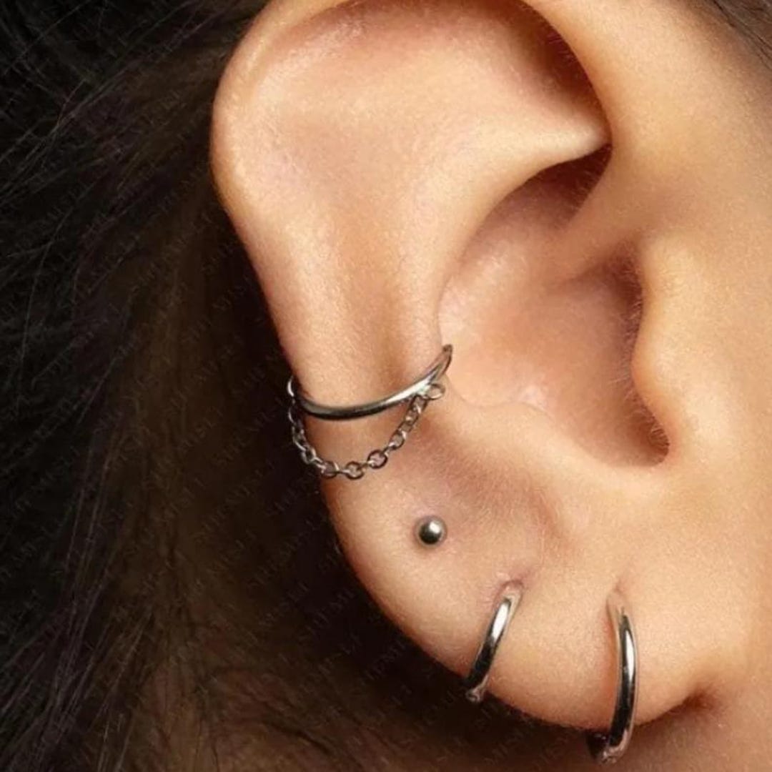 Single Chain Conch Hoop, Cartilage Earring, Minimalist Style, A-SH416 ...