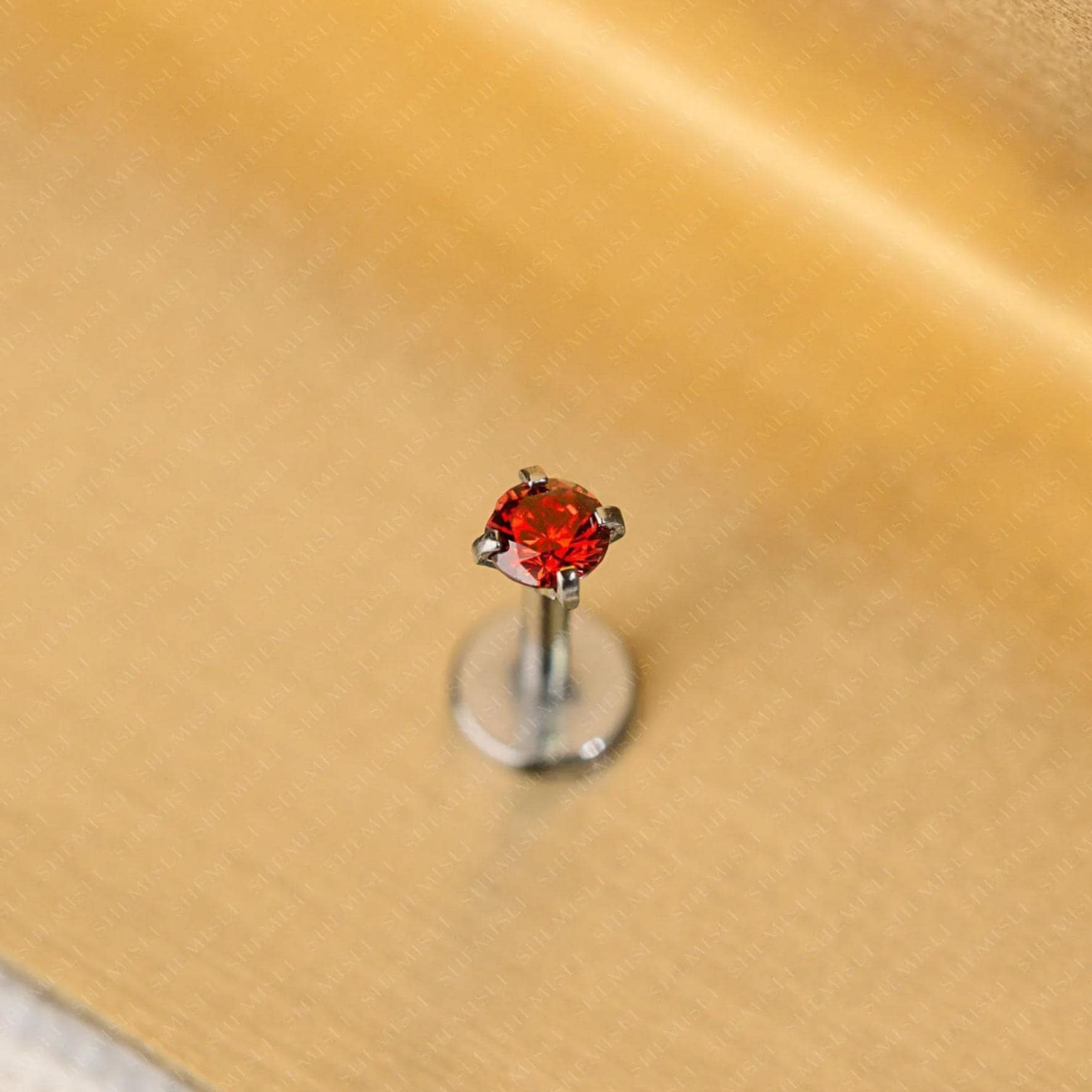 Garnet Lip Stud, Threadless Flat Back, Minimalist Style, A-SS599 - Etsy