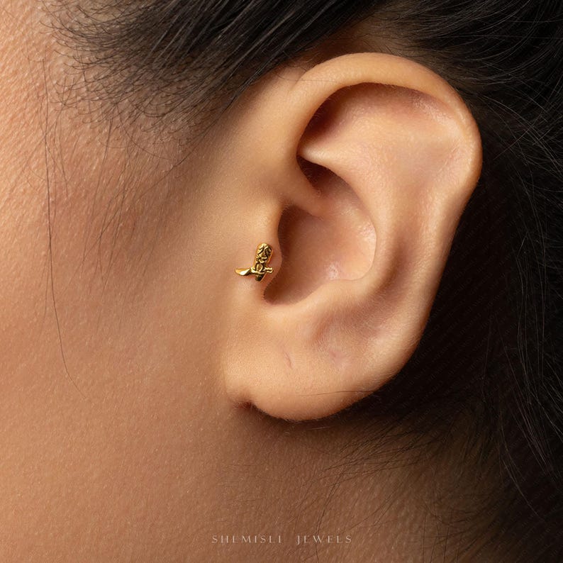 Cowboy Cowgirl Boots Stud, Threadless Flat Back Earring, Minimalist ...