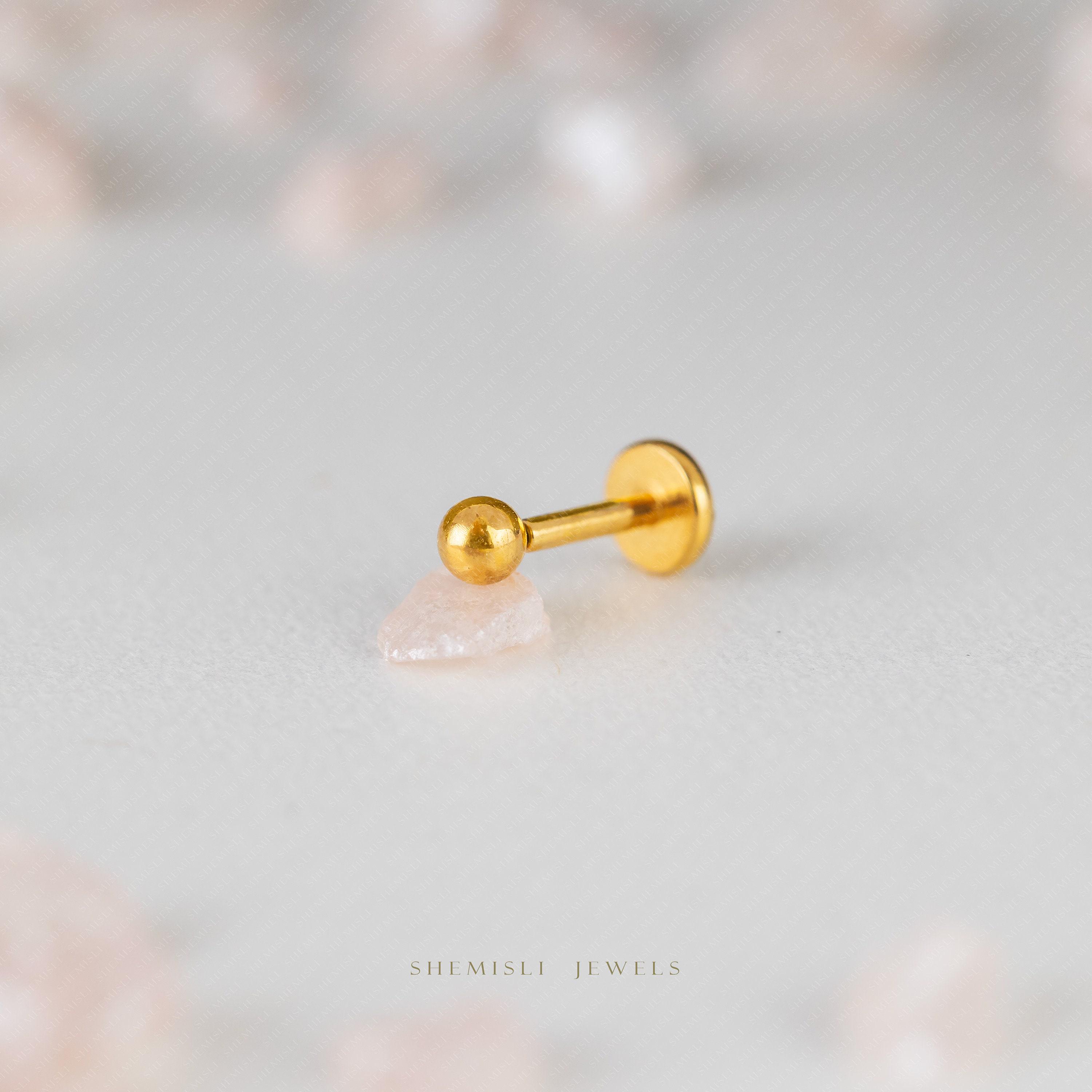 Ball Lip Stud, Threadless Flat Back, Minimalist Style, A-SS500 SS501 ...