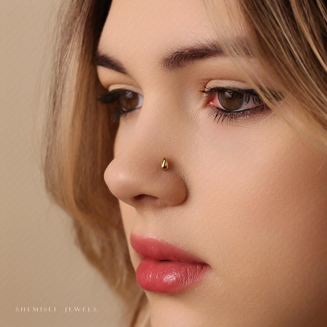 Tiny Teardrop Threadless Flat Back Nose Stud, 20,18,16ga, 5-10mm Unisex ...